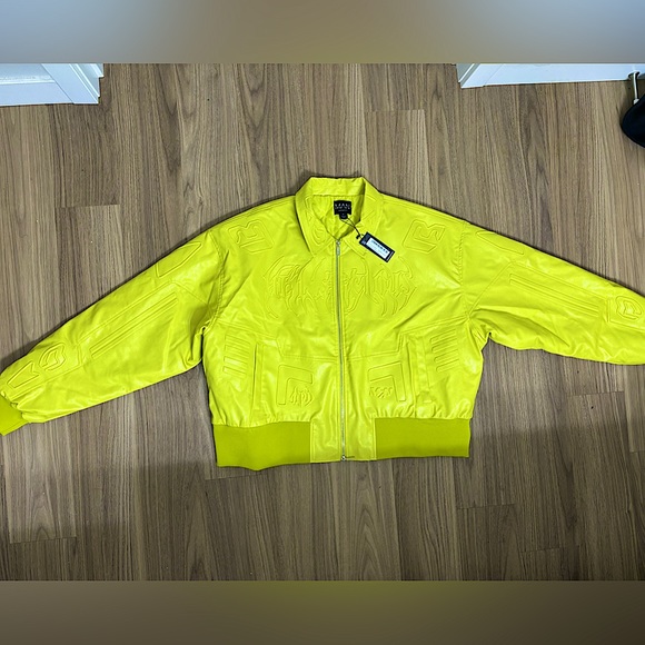 Boohoo Mens | Jackets & Coats | Neon Yellow Faux Leather Bomber | Poshmark